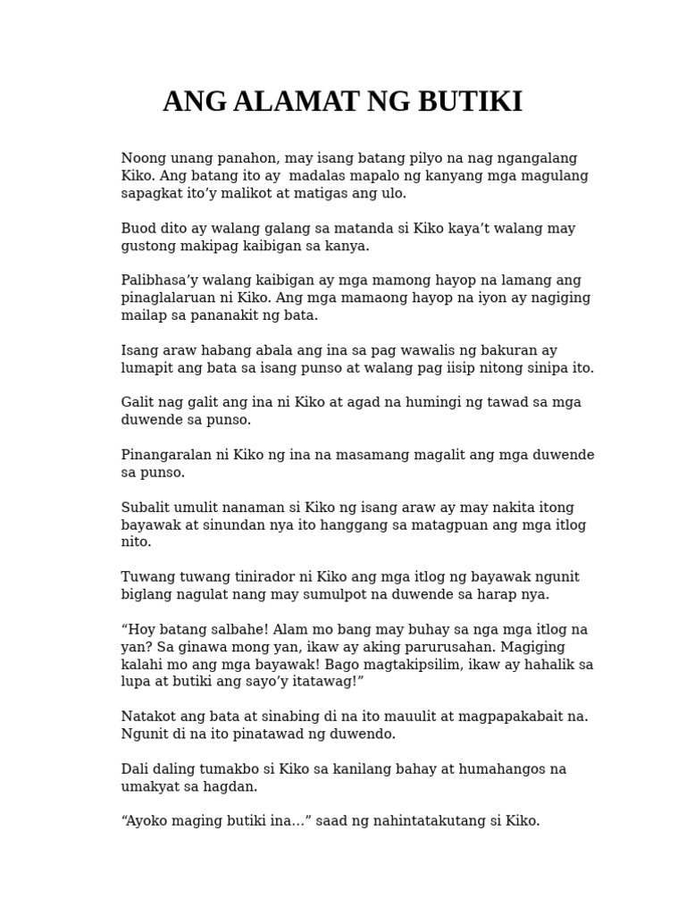 ANG ALAMAT NG BUTIKI | PDF
