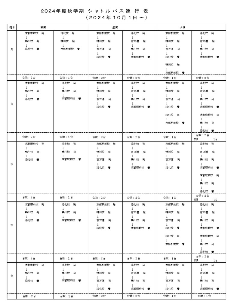 Shuttle+Bus+Schedule_2024Fall | PDF