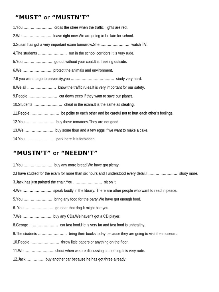 modal-verbs-must-mustnt-neednt-grammar-drills_136030 | PDF