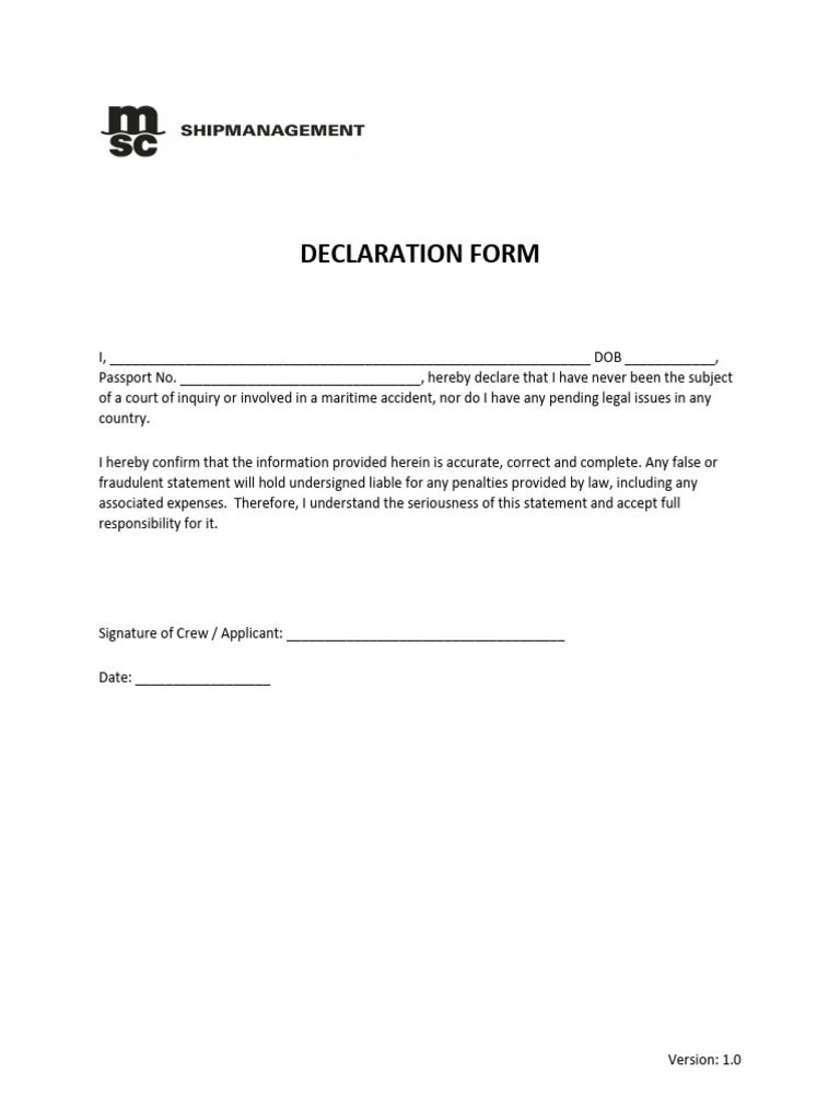 LEGAL PENDING ISSUES DECLARATION FORM | PDF