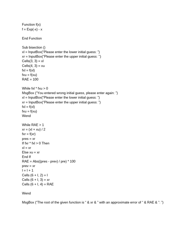 Bisection Method for Root Finding | PDF