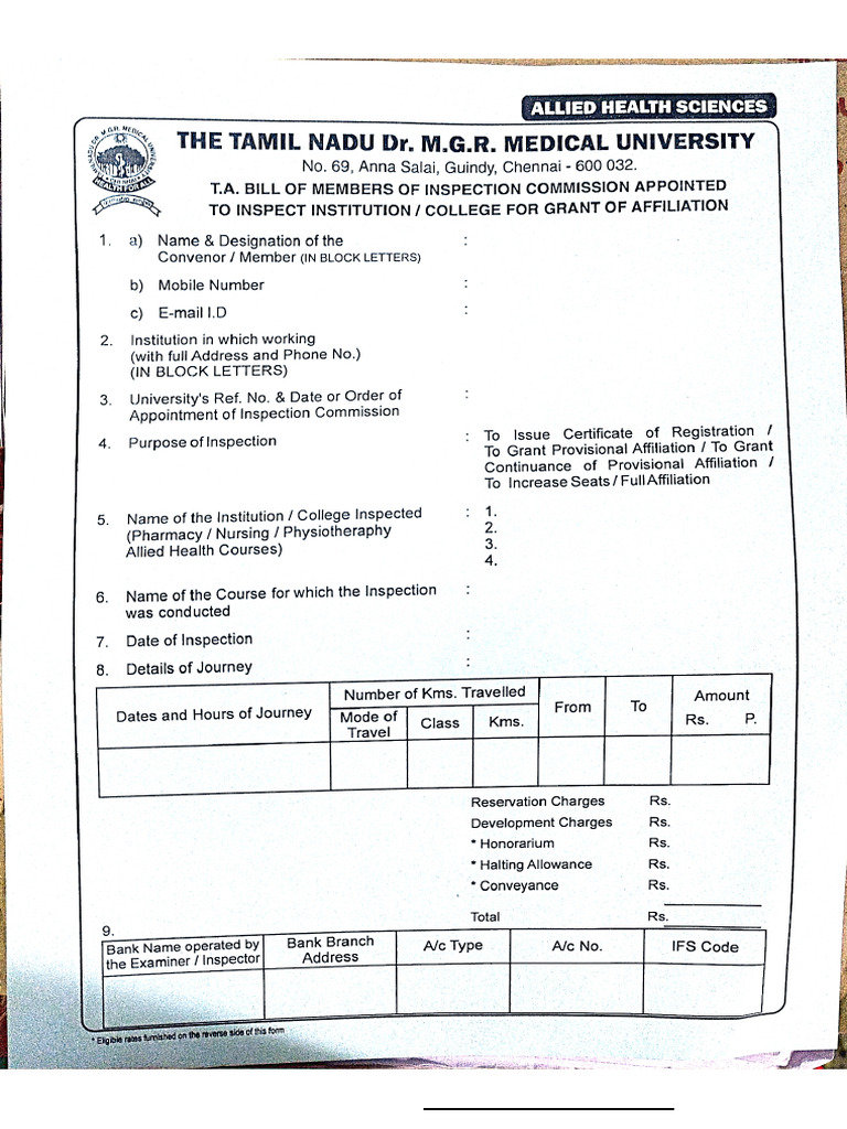 TA Bill for Inspectors | PDF