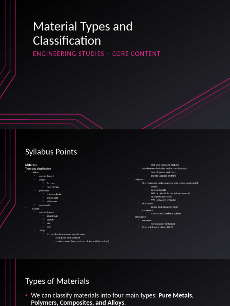 02 Material Types And Classification Pdf Alloy Metals