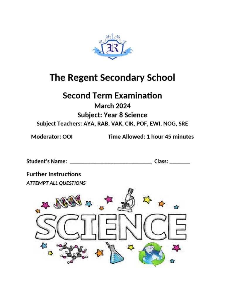 Year 8 Science Term 2 Exam Paper | PDF