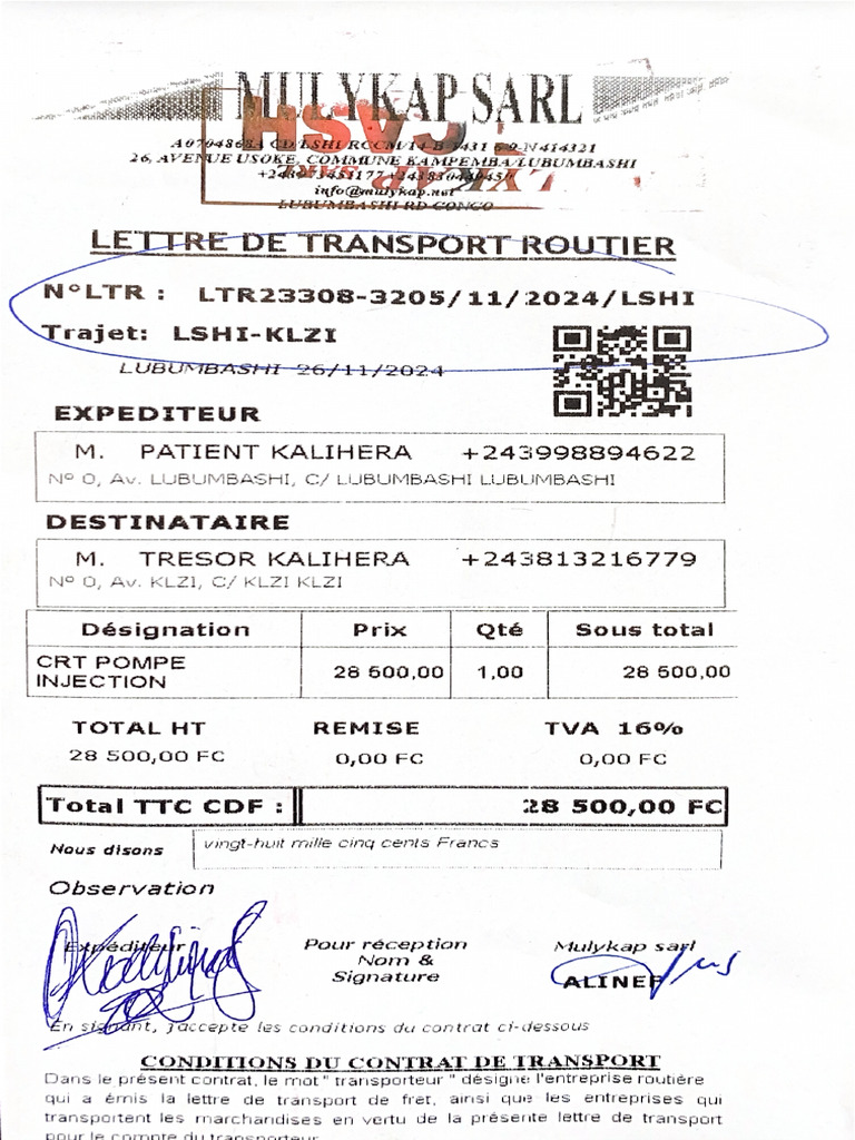 LETTRE DE TRANSPORT ROUTIER-1 | PDF