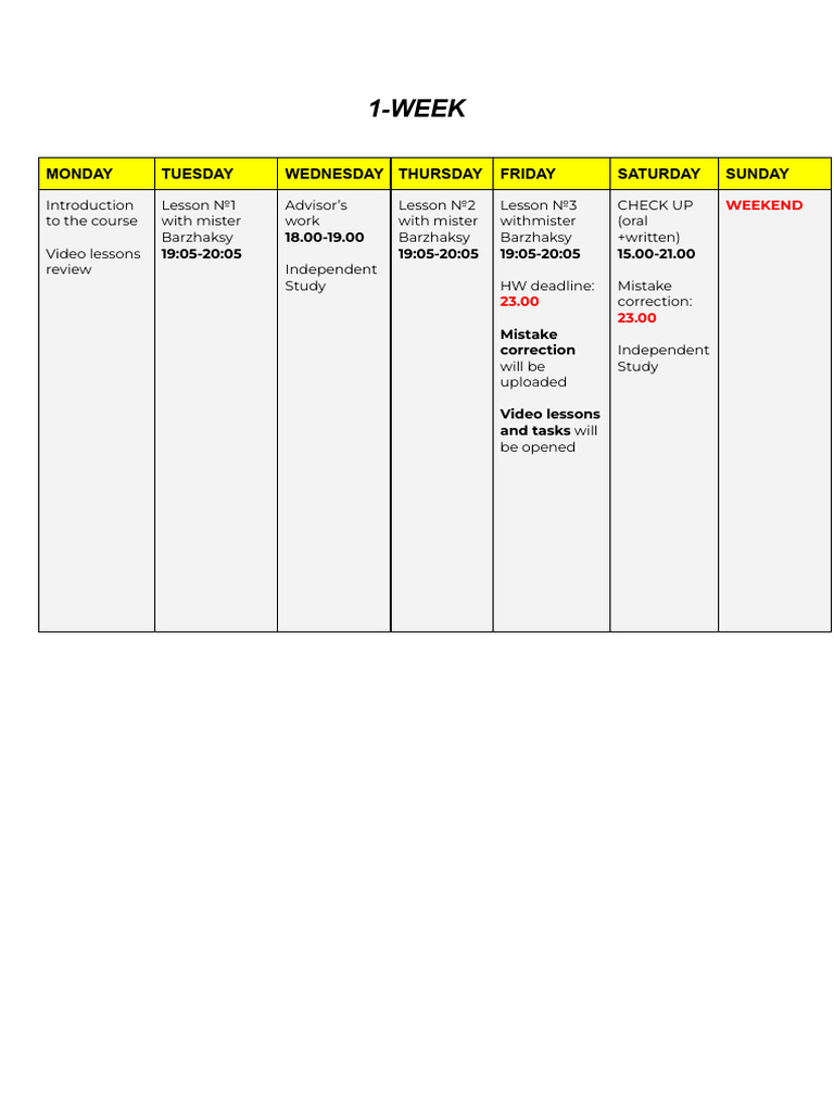 SCHEDULE EVENING 1.0 Ev2 | PDF | Workweek And Weekend