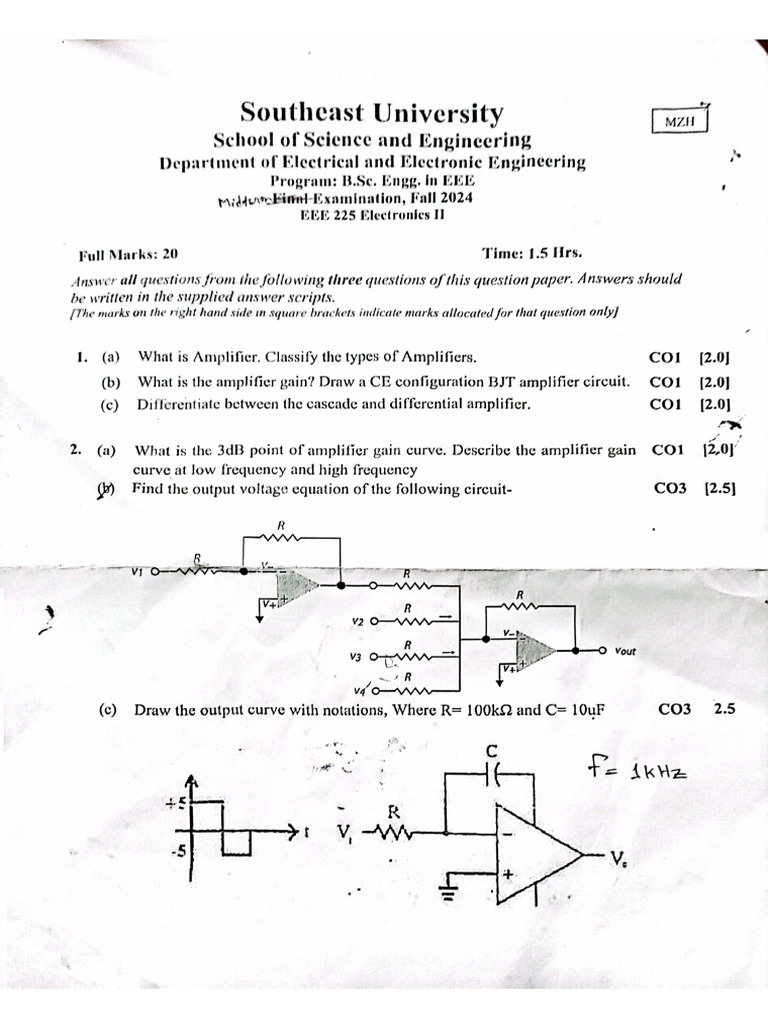 Electronics 2 Question | PDF