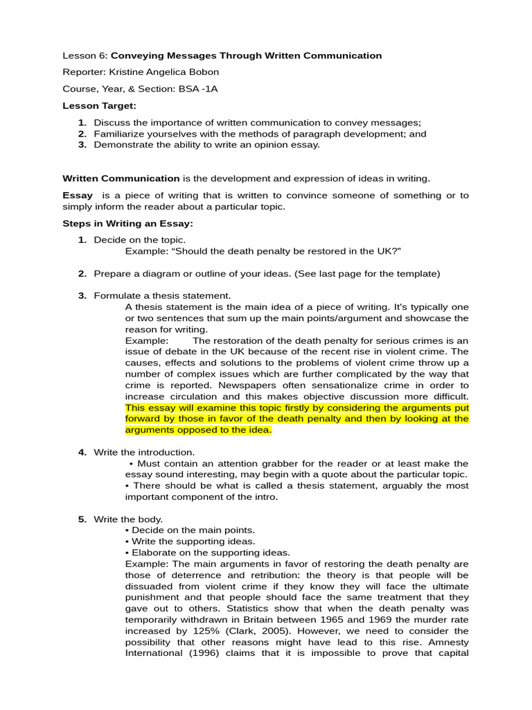 LESSON 6 - Conveying Messages Through Written Communication | PDF ...