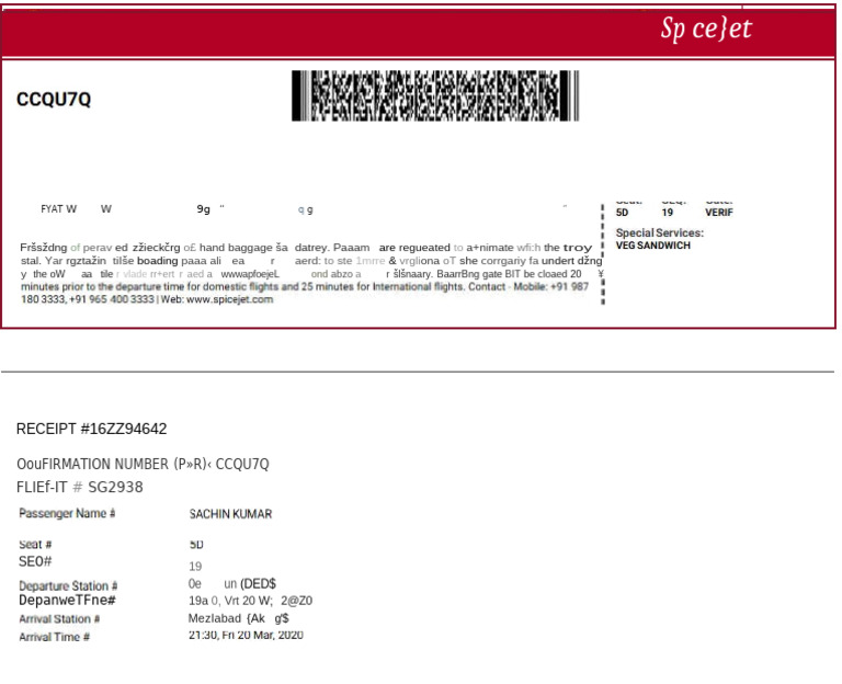 SpiceJet Boarding PASS | PDF