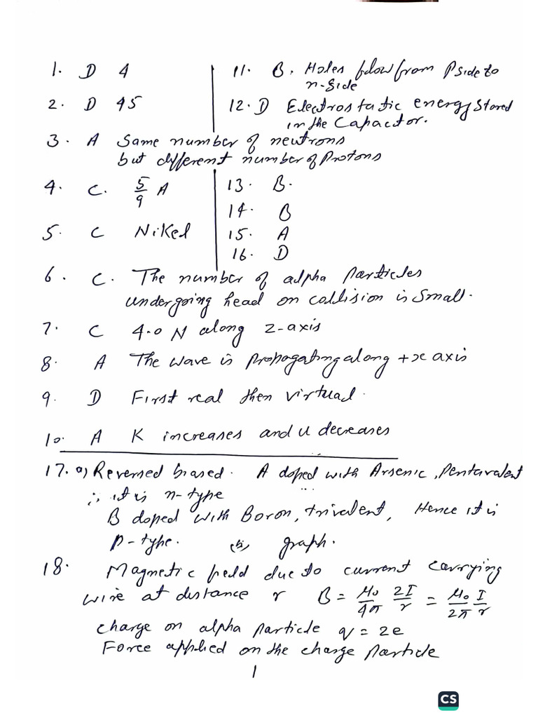 XII Phy Pre-Board Jan 25 Sol | PDF
