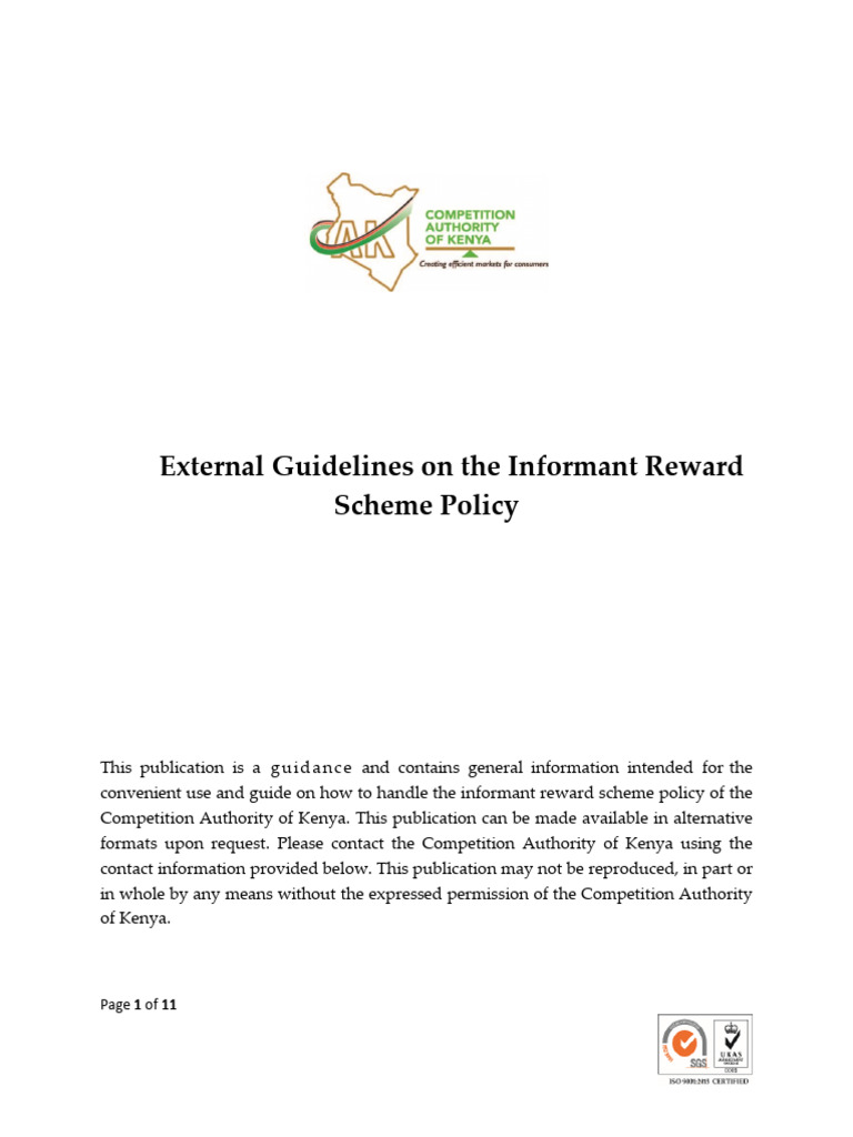 External Guidelines On The Informant Reward Scheme Policy | PDF ...