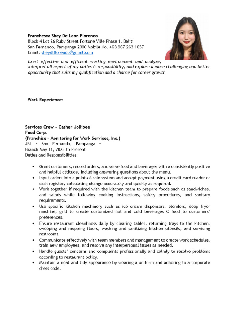Franchesca Shey Florendo CV UPDATED | PDF