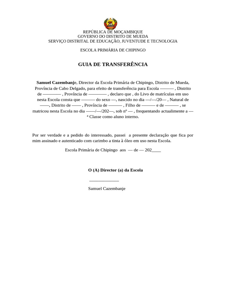 Guia de Transferência | PDF