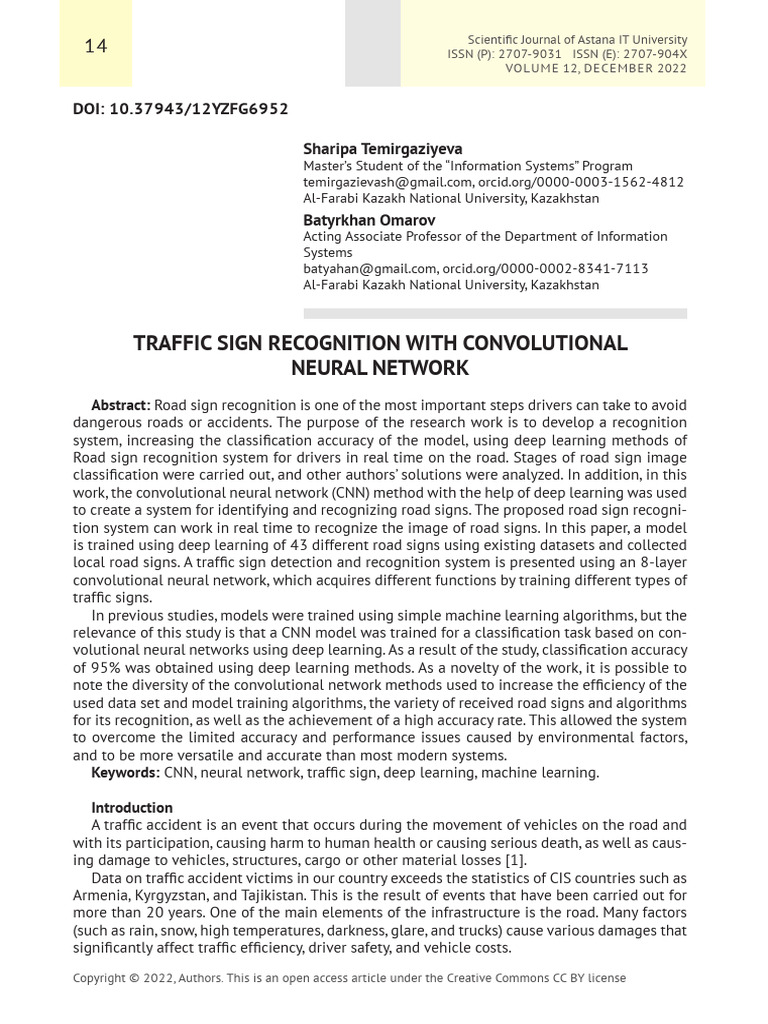 Traffic Sign Recognition With Convolutio | PDF | Deep Learning ...
