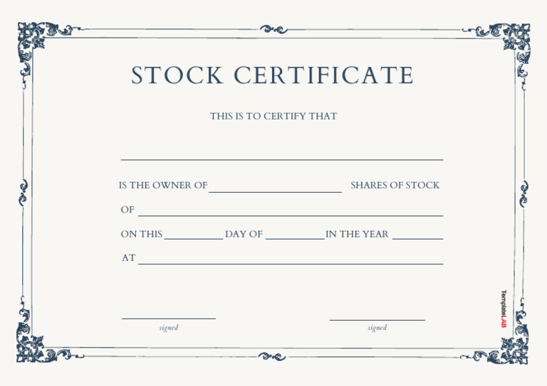Blank Stock Certificate Template | PDF