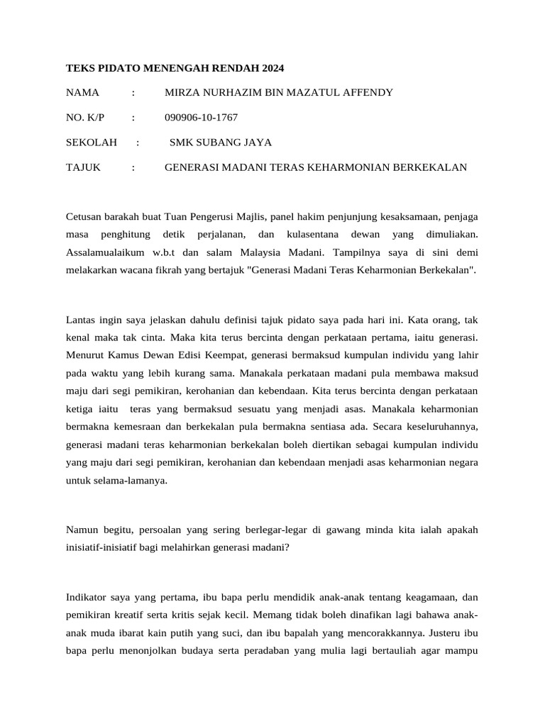Teks Pidato | PDF