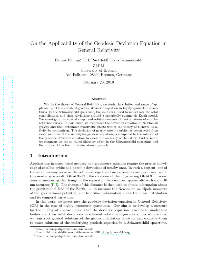 On The Applicability of The Geodesic Deviation Equation in General ...