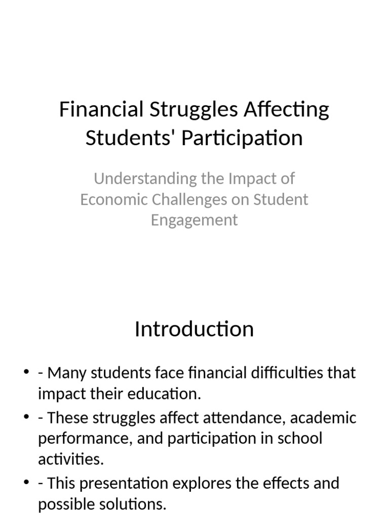 Financial Struggles Affecting Students Participation | PDF