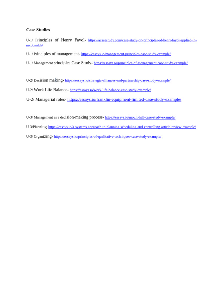 POM Case Studies Unit 1-2-3 | PDF