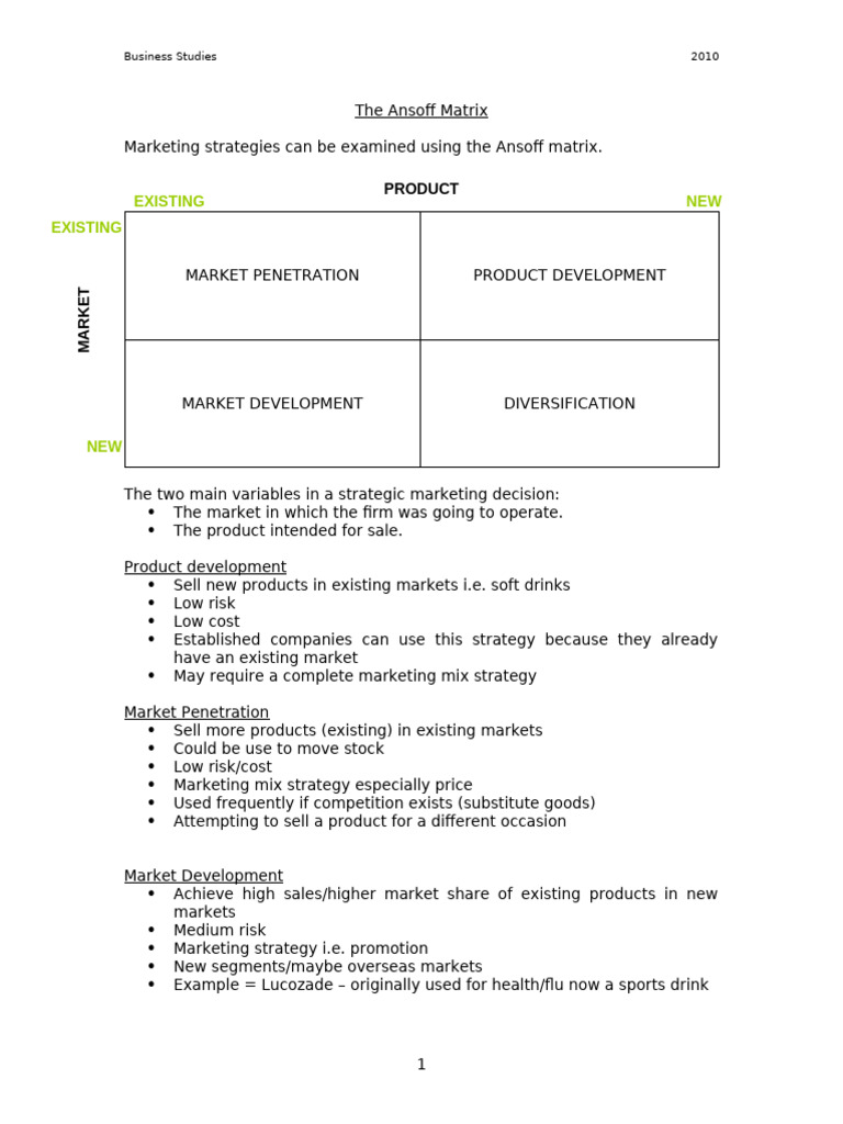Ansoff Matrix3 | PDF | Marketing Strategy | Marketing