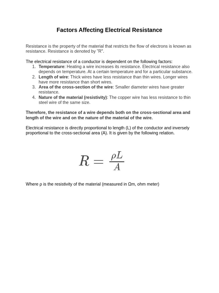 Understanding Electrical Resistance | PDF