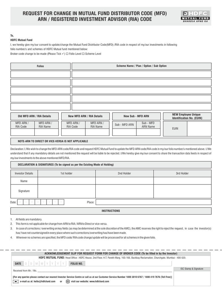 Change of Broker Code Acknowledgement Form | PDF | Financial Services ...