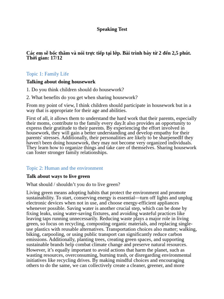 Speaking Test Topics Overview | PDF | Smartphone | Mobile App
