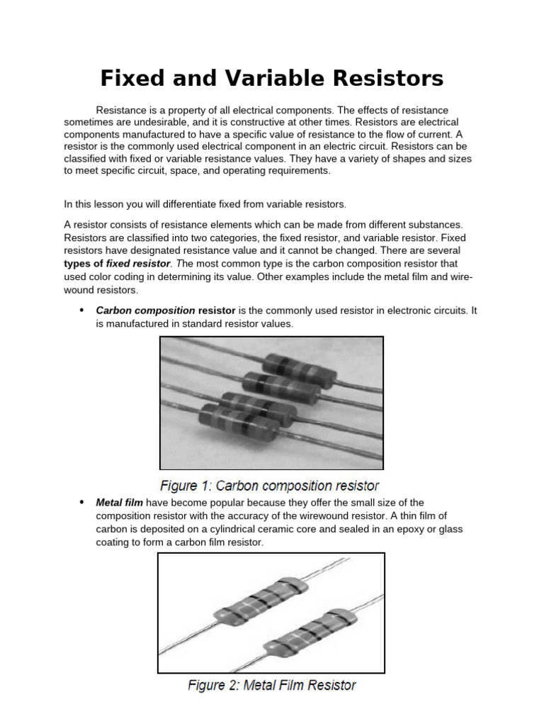 L3.-Fixed-and-Variable-Resistors | PDF