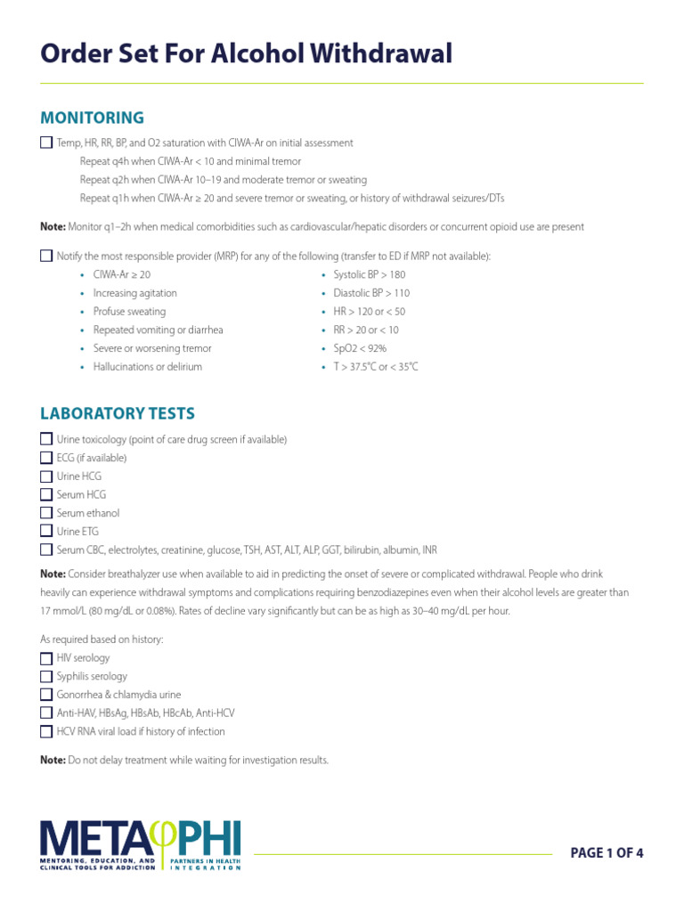 Alcohol Withdrawal Management Protocol | PDF | Addiction Psychiatry ...