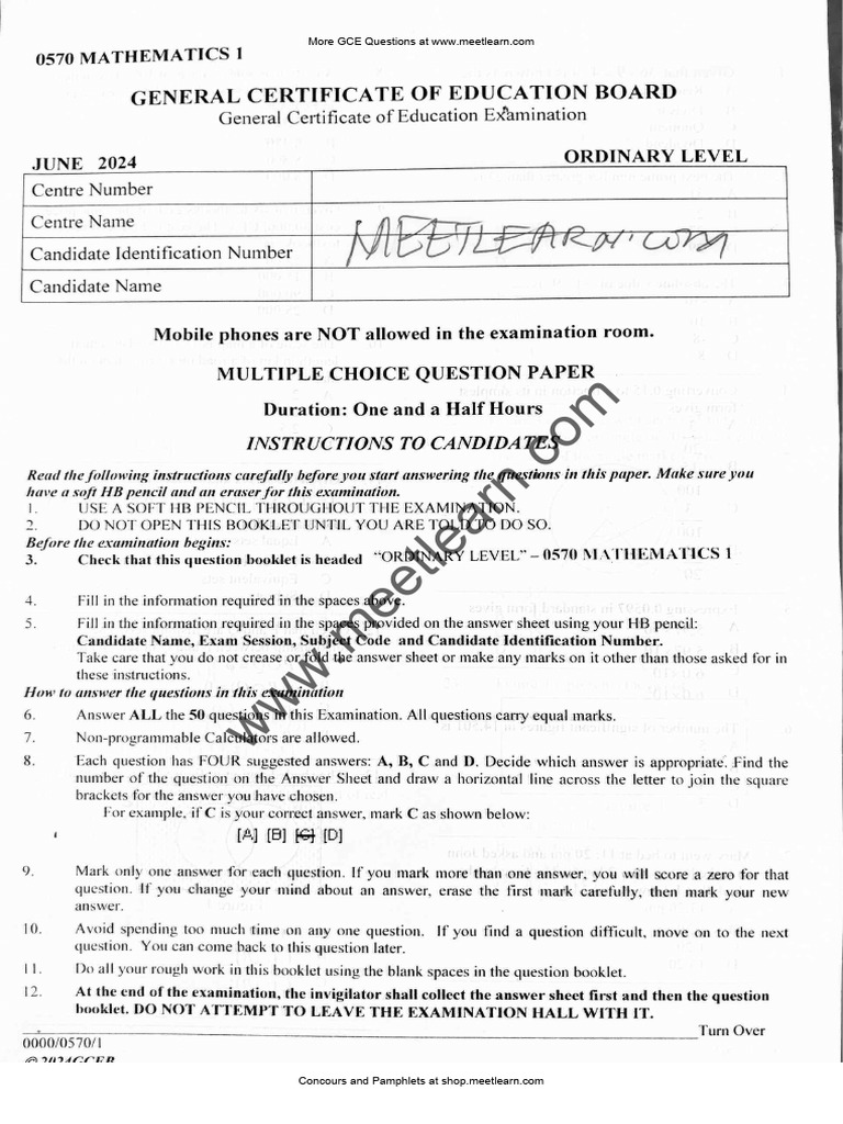 Meetlearnmeetlearngce 2024 Ol Maths p1 | PDF