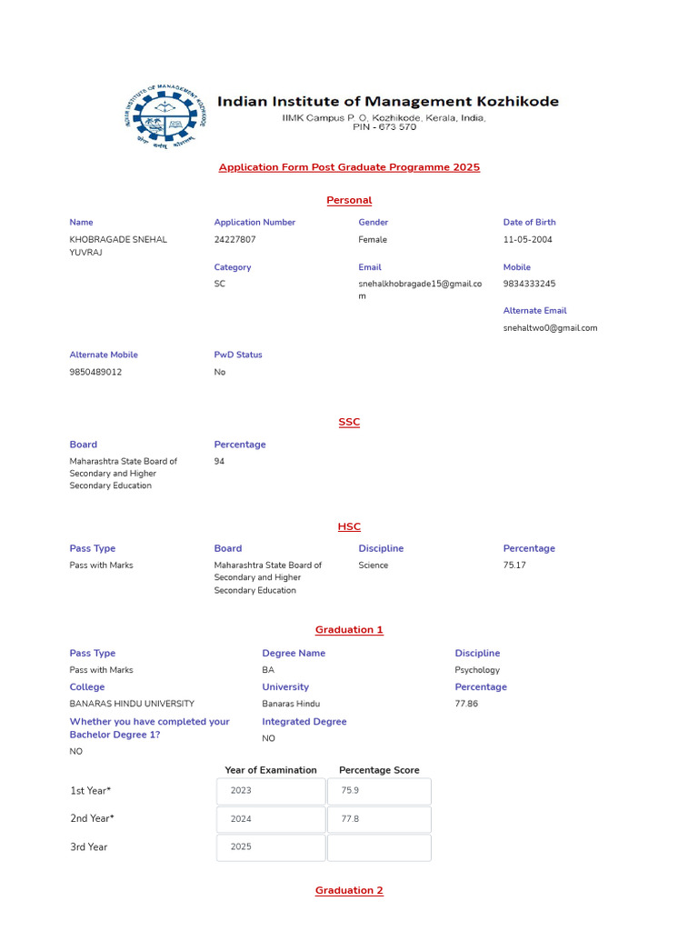 IIMK Admissions | PDF | Academic Degree | Knowledge