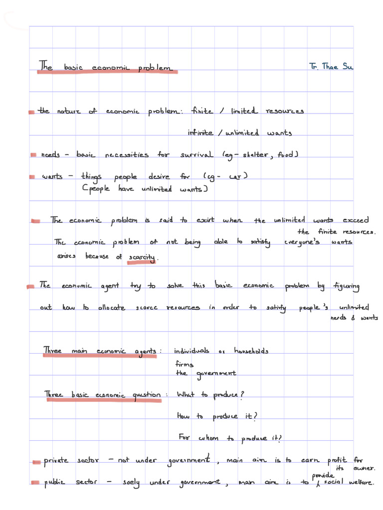 Chapter 1 Basic Economic Problem Fjo | PDF