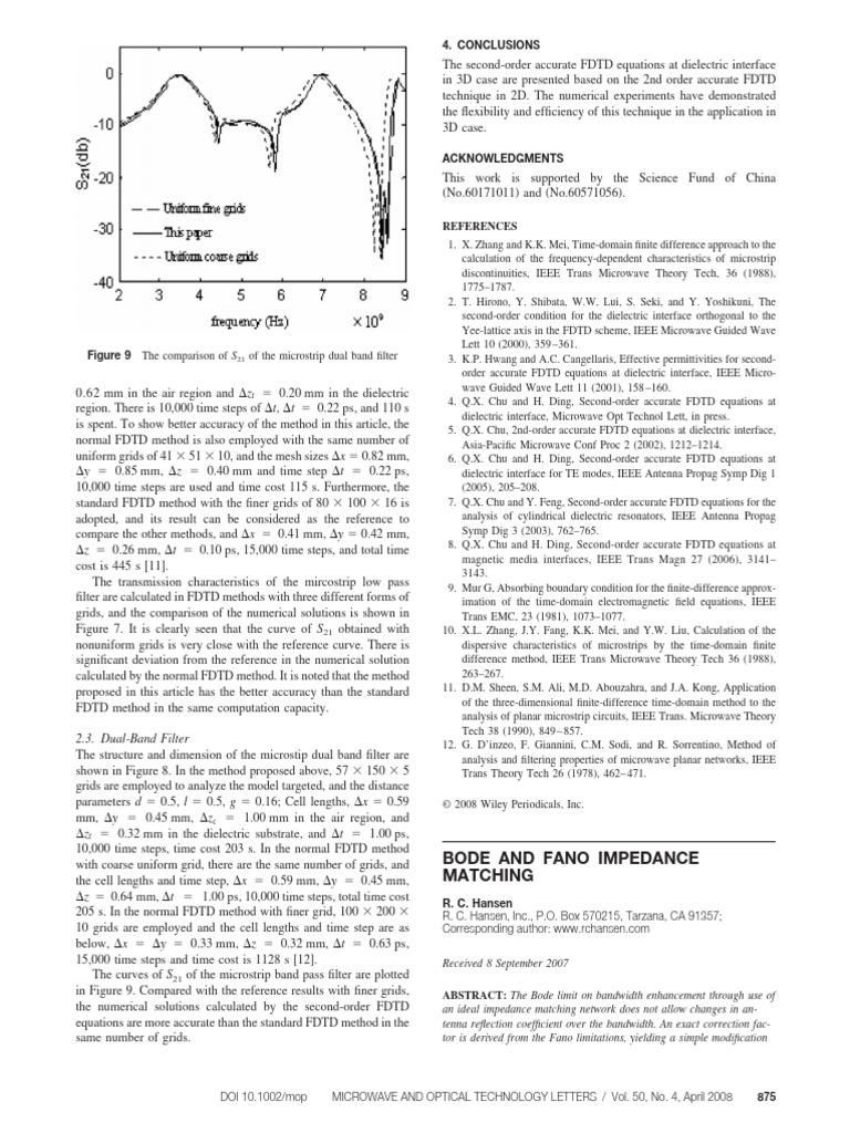 2008 Hansen Bode and Fano Impedance Matching | PDF | Antenna (Radio) | Radio Frequency ...