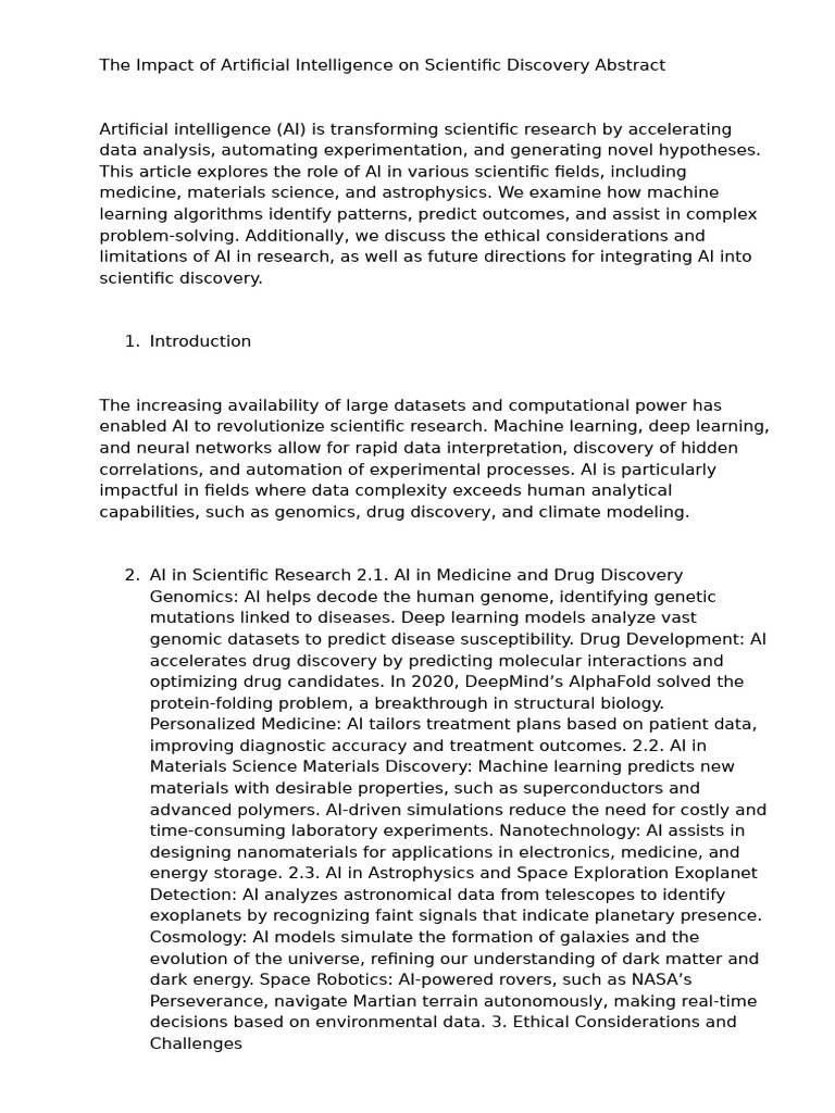 The Impact of Ai On Scientific Discovery | PDF | Artificial ...