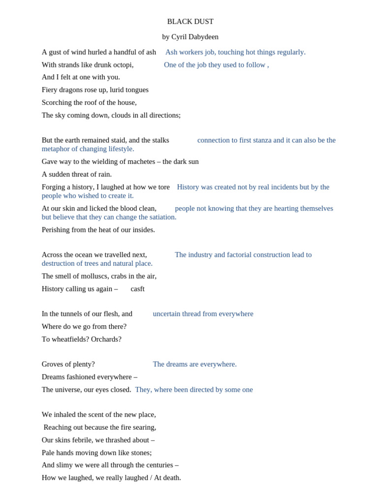 Black Dust Poem | PDF