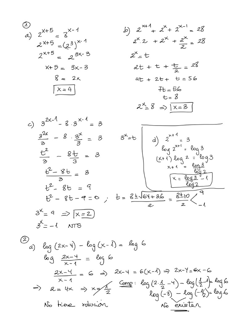 Repaso Álgebra II Parte Soluciones | PDF