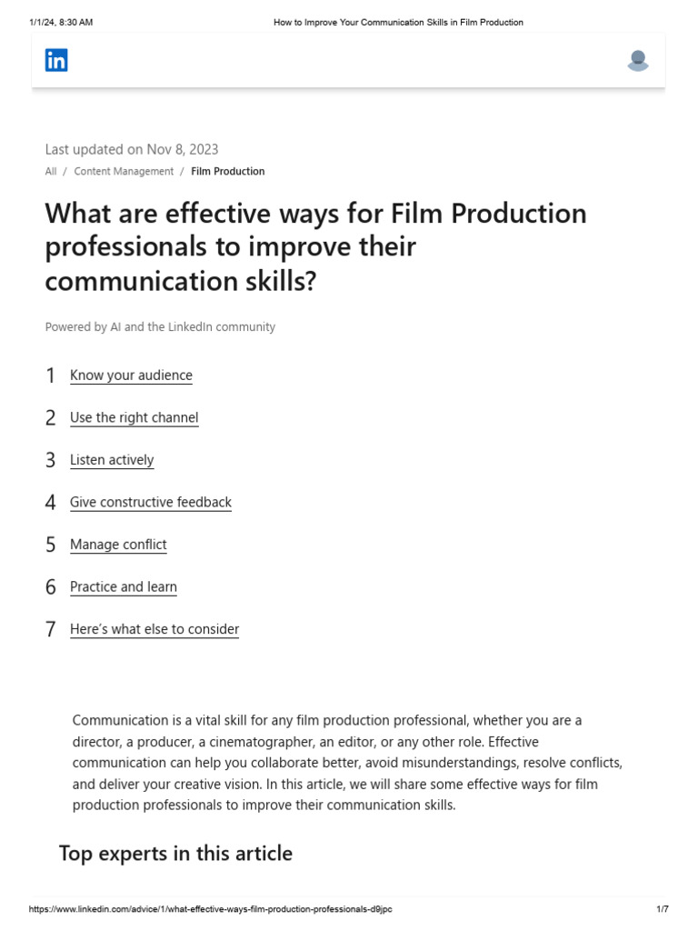 Improve Communication in Film Production | PDF | Communication ...