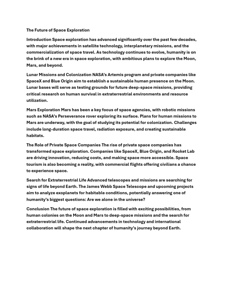 The Future of Space Exploration | PDF