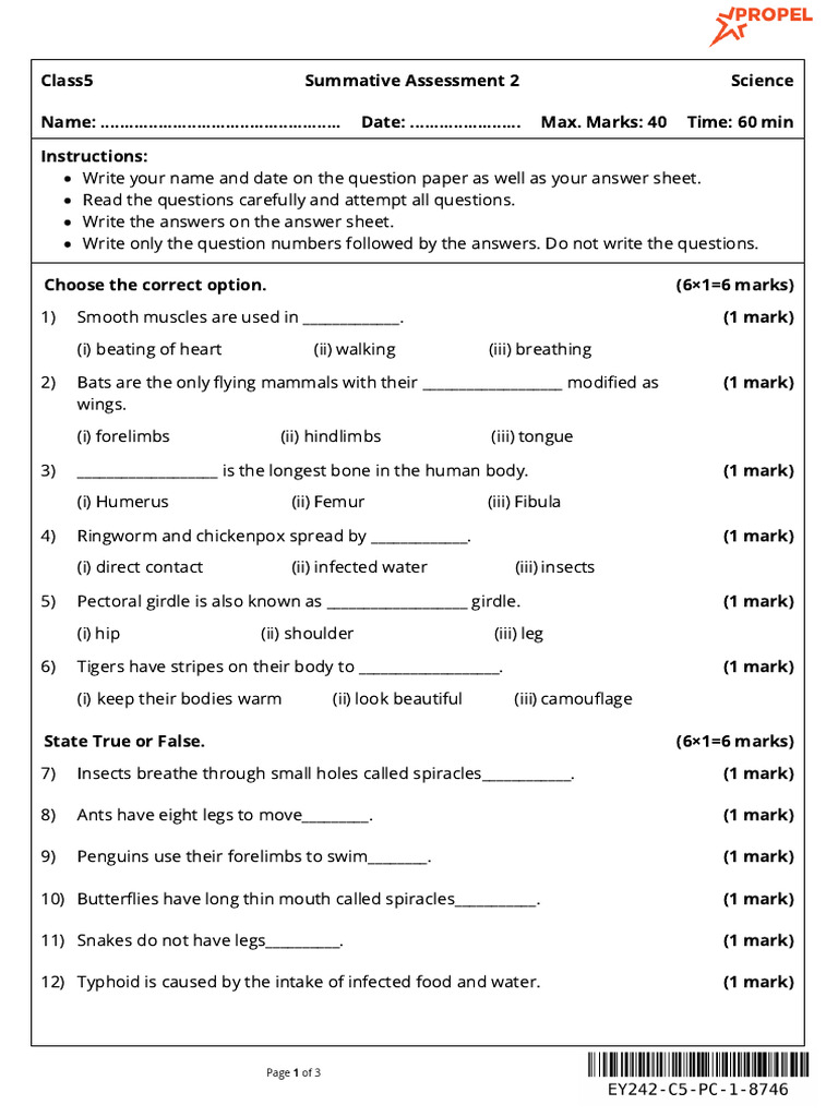 Class5_Propel Science_EOY 8746 | PDF
