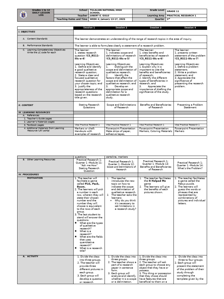 Week 4-PR1-DLL | PDF | Learning | Qualitative Research