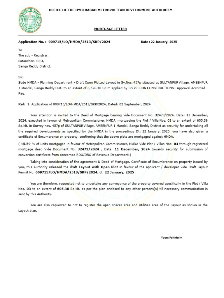 SROLetter 009715 LO HMDA 2513 SKP 2024 | PDF | Road