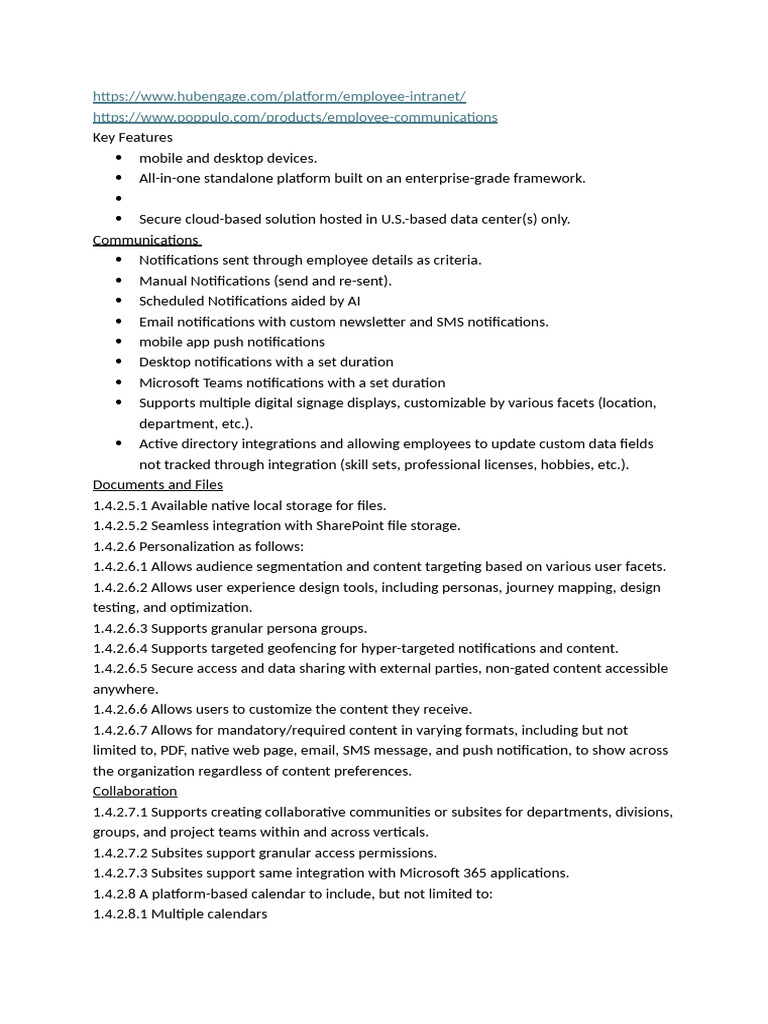Key Features Intranet Solutions | PDF | Share Point | Microsoft Azure