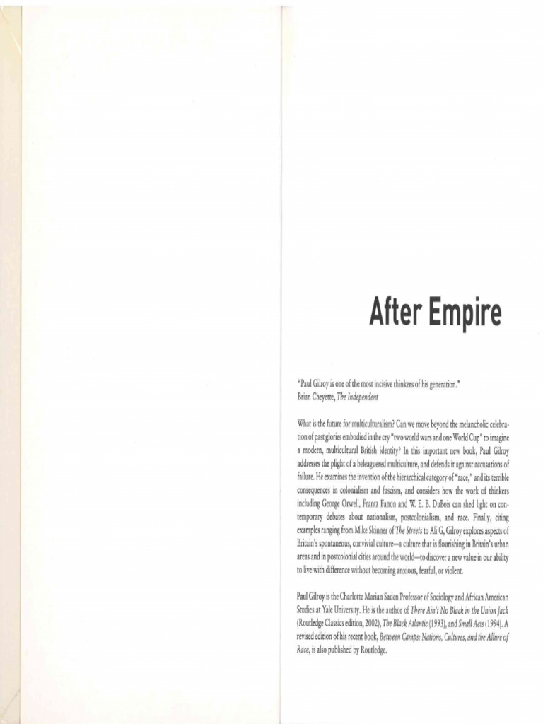 After Empire, Melancholia or Convivial Culture - , by Pail Gilroy | PDF | Race (Human ...