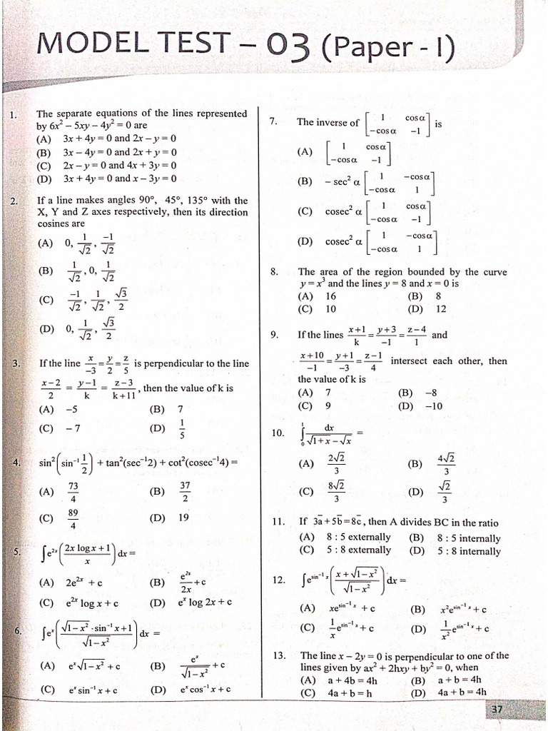 Mhtcet Paper 3 (2024) | PDF