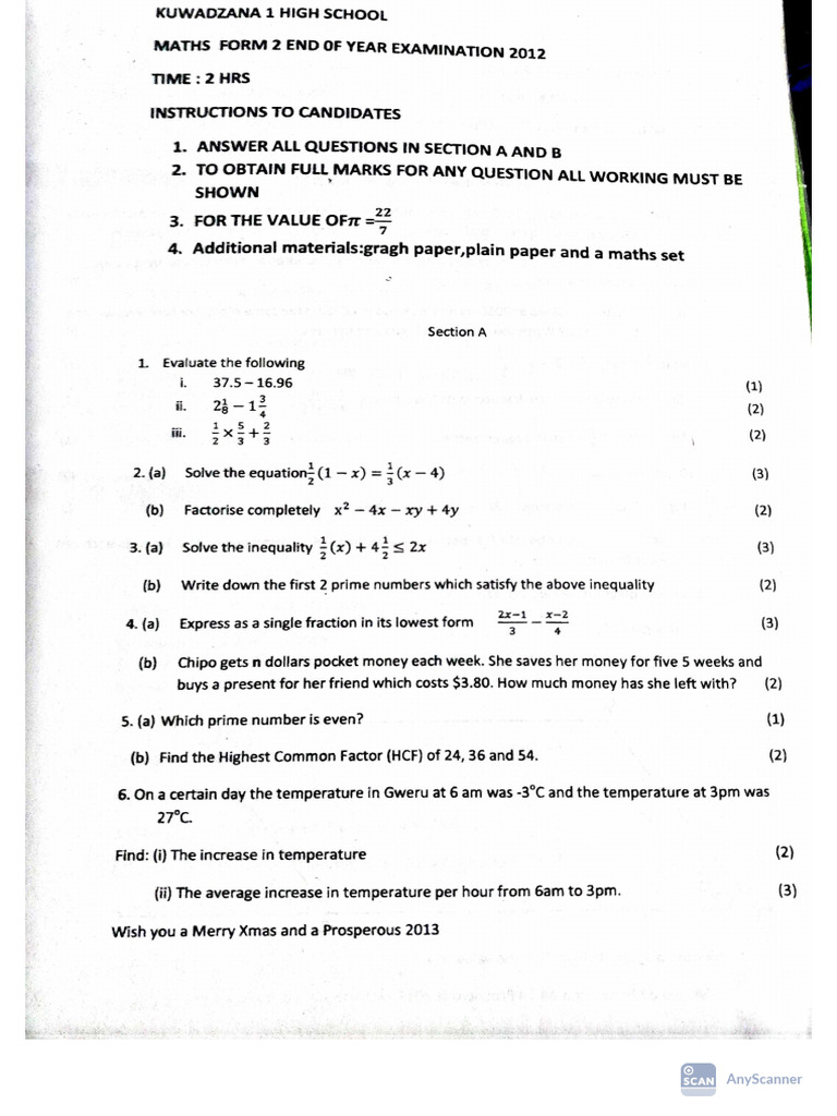 F2 Maths End of Year | PDF