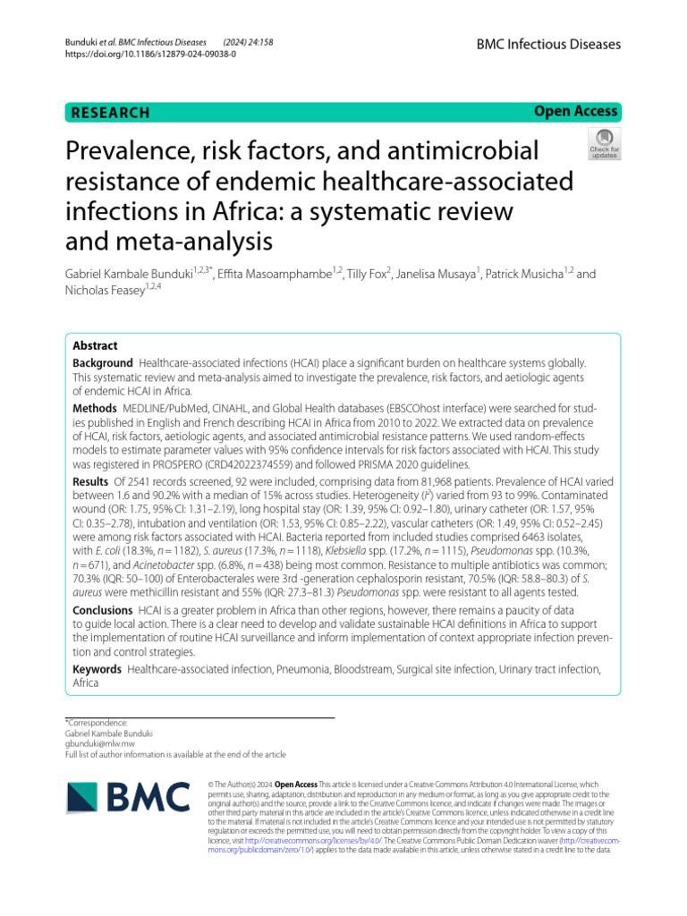 Paper 1 - Gabriel Bunduki | PDF | Hospital Acquired Infection ...
