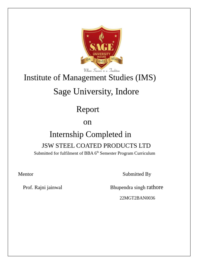 JSW REPORT FILE | PDF