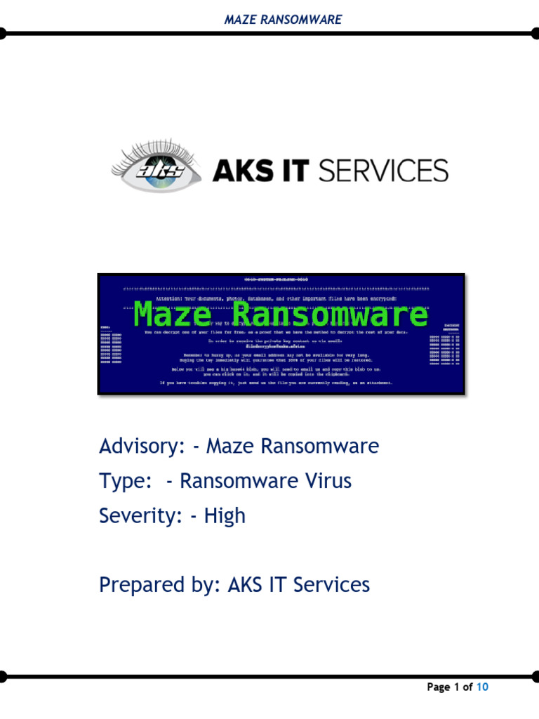 Advisory on Maze Ransomware | PDF | Ransomware | Computer Security