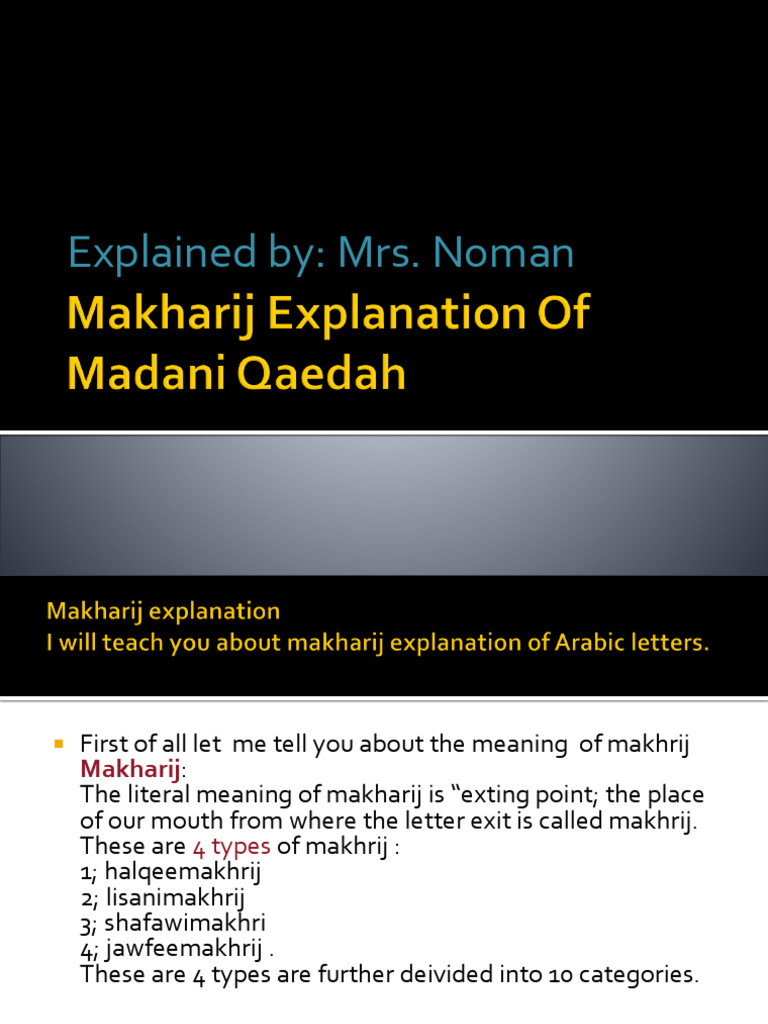Makharij Explanation of Madani Qaedah | PDF | Human Anatomy | Primate ...