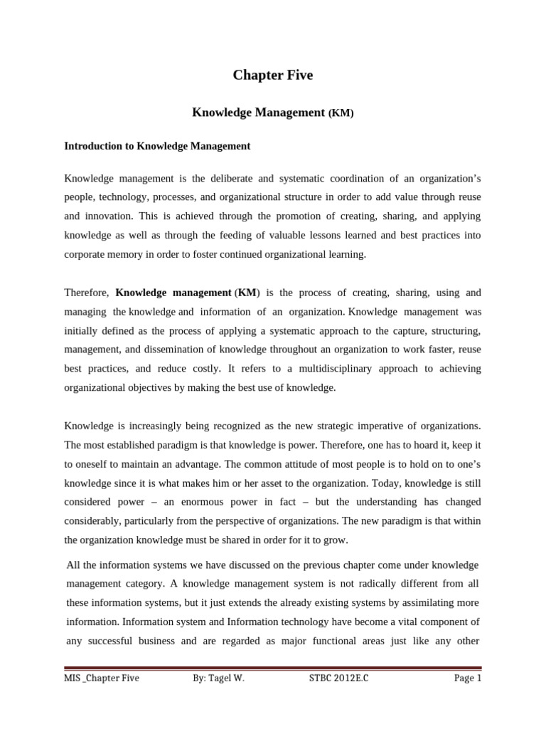 Chapter 5 | PDF | Knowledge Management | Knowledge